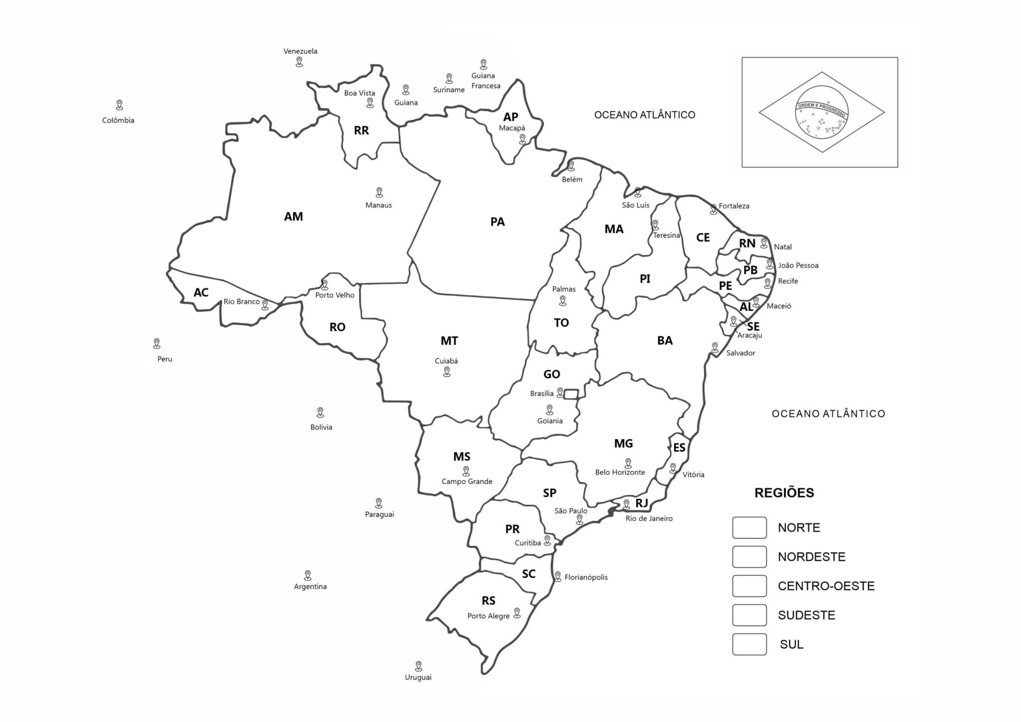 Imprimir Mapa do Brasil para Colorir