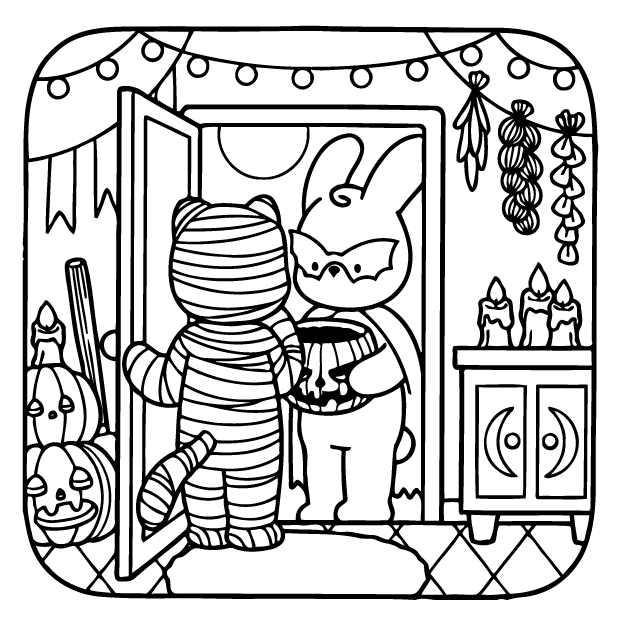 Imprimir Creepy Friends para Colorir