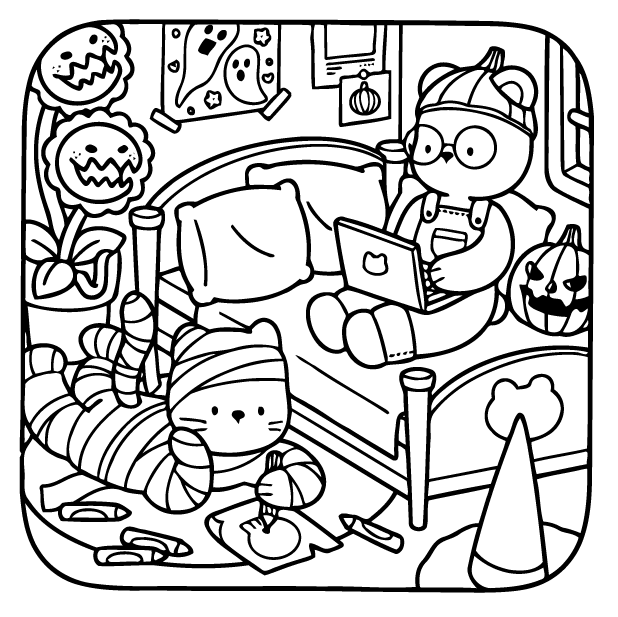 Imprimir Creepy Friends para Colorir