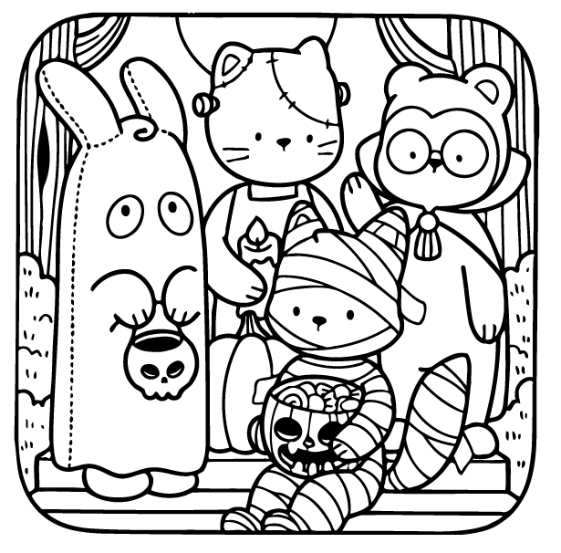 Imprimir Creepy Friends para Colorir