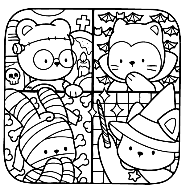 Imprimir Creepy Friends para Colorir