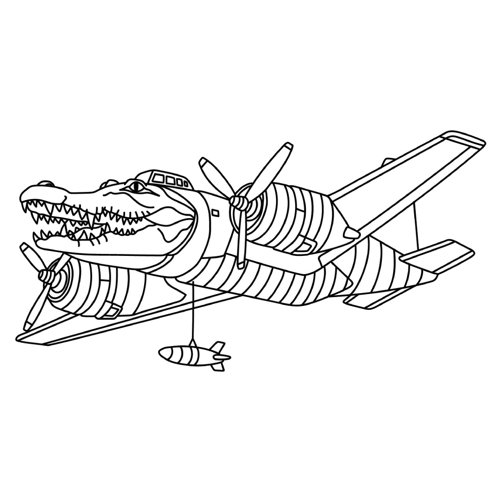 Imprimir Bombardino Crocodilo para Colorir