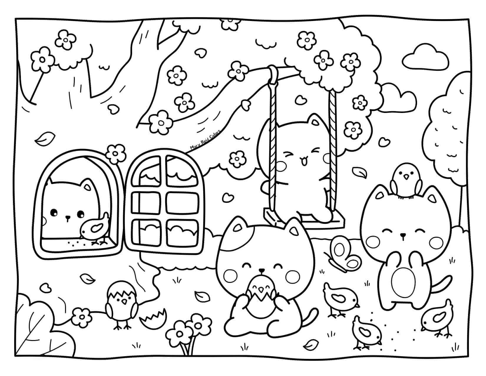 Imprimir Cozy Spring para Colorir