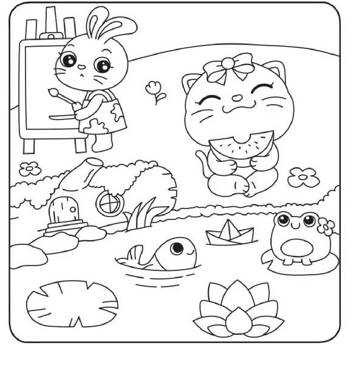 Imprimir Cute World para Colorir