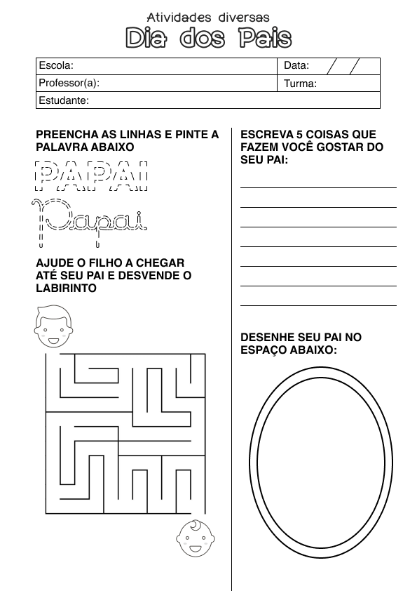 Imprimir Feliz Dia dos Pais para Colorir