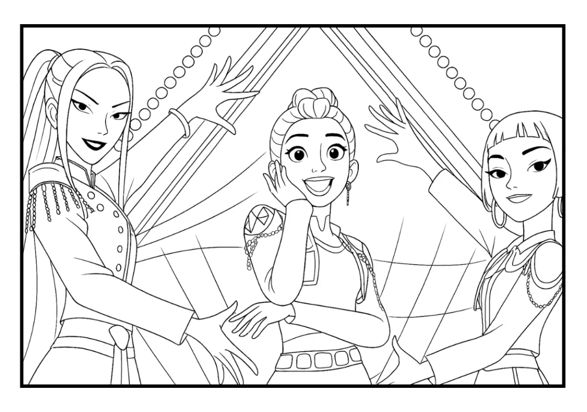 Imprimir Guerreiras do K-Pop para Colorir