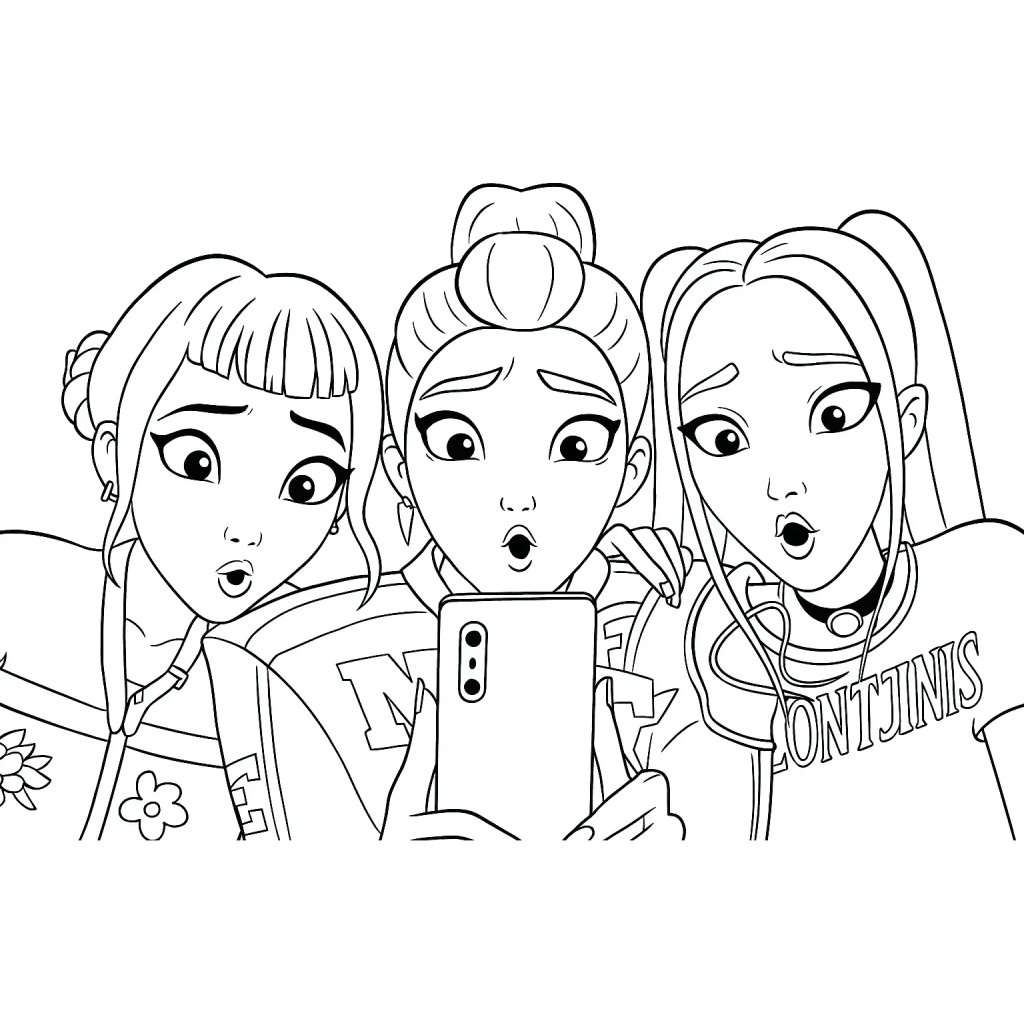 Desenhos de Guerreiras do K-Pop para Imprimir e Colorir