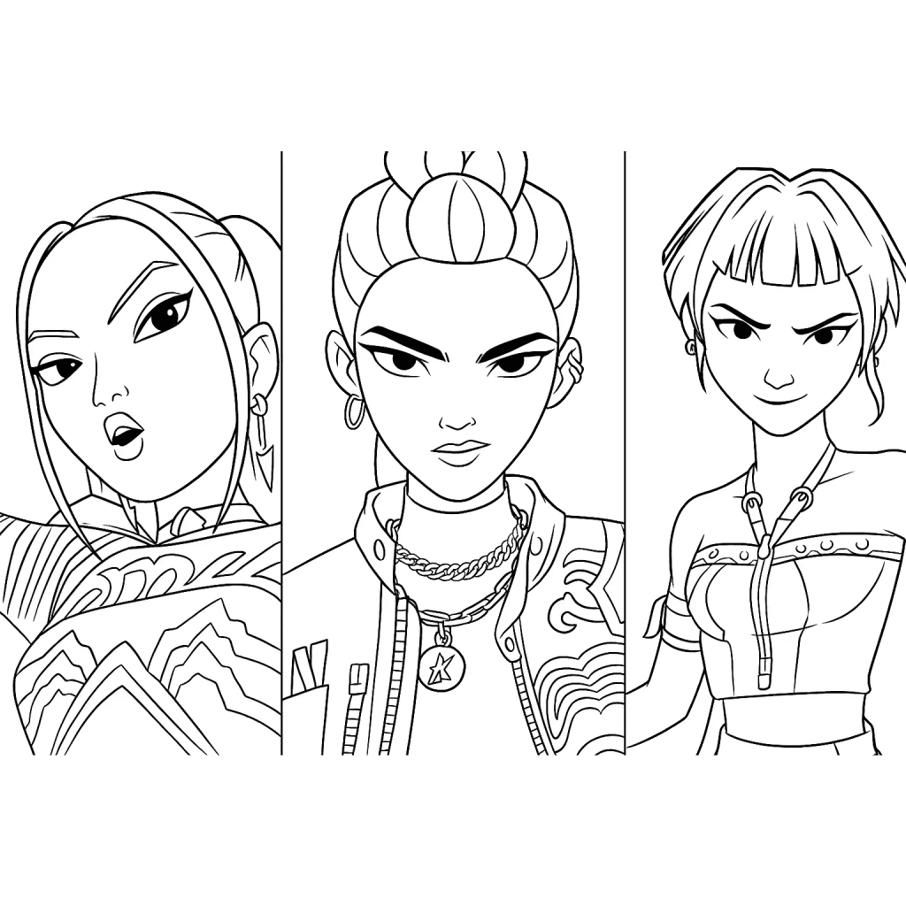 Imprimir Guerreiras do K-Pop para Colorir