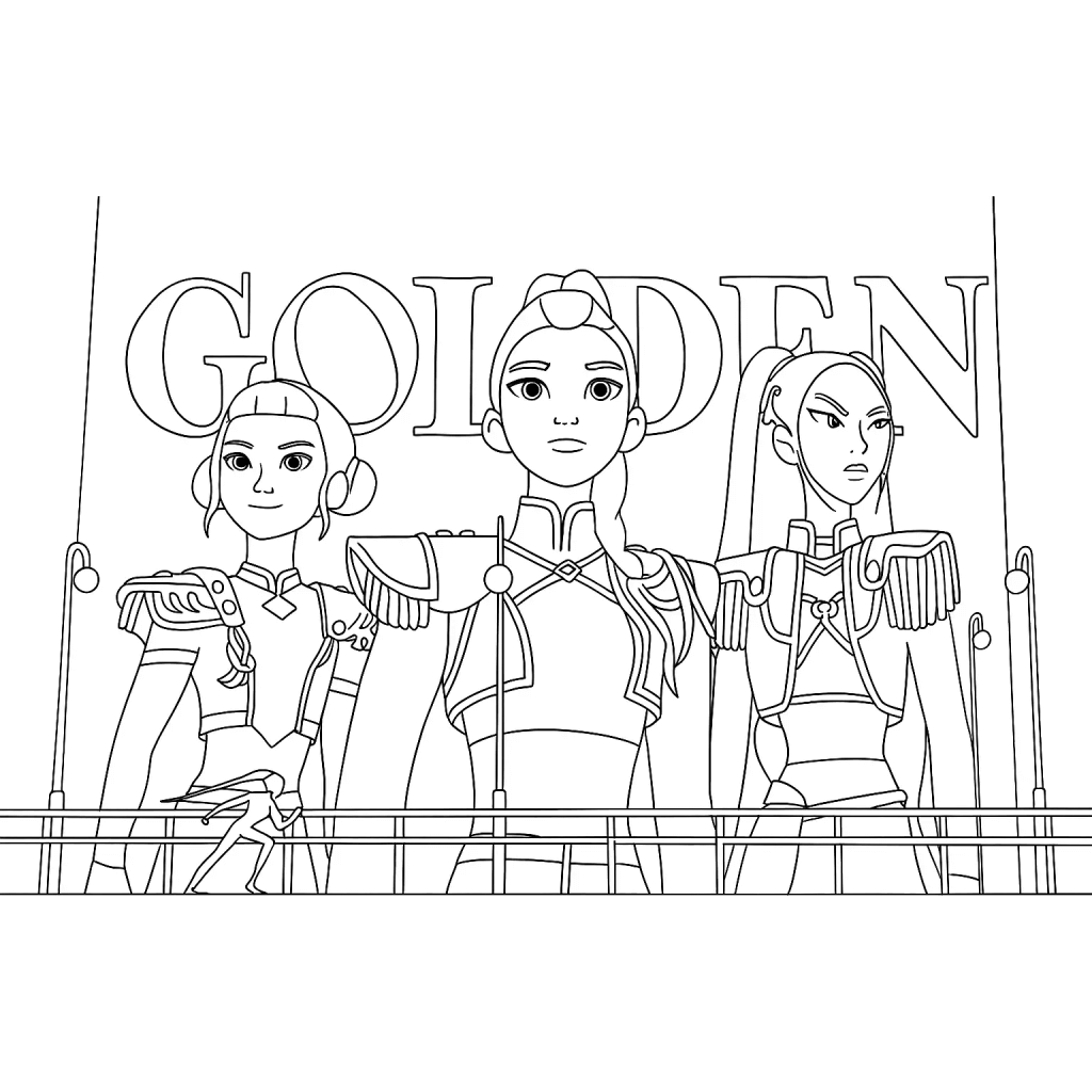 Desenhos de Guerreiras do K-Pop para Imprimir e Colorir