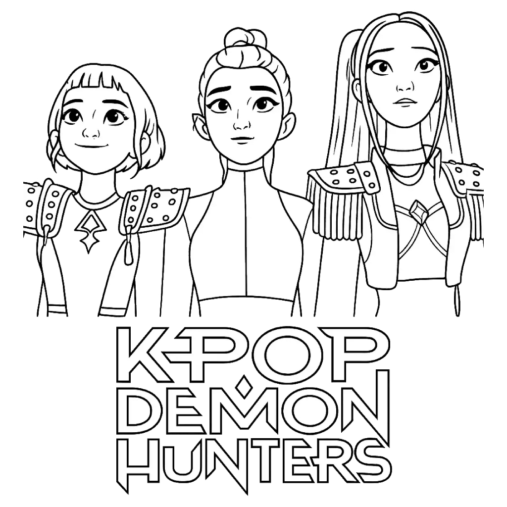 Desenhos de Guerreiras do K-Pop para Imprimir e Colorir