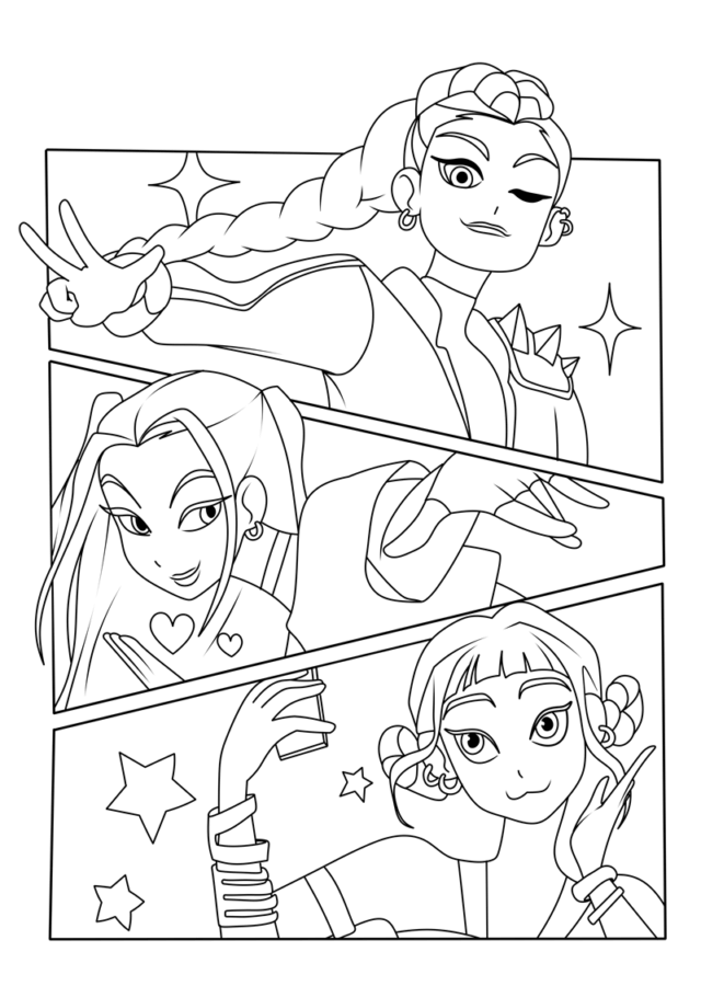 Imprimir Guerreiras do K-Pop para Colorir