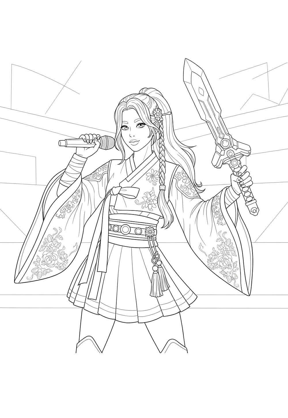 Imprimir Guerreiras do K-Pop para Colorir