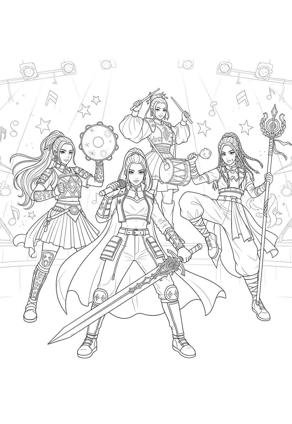 Imprimir Guerreiras do K-Pop para Colorir