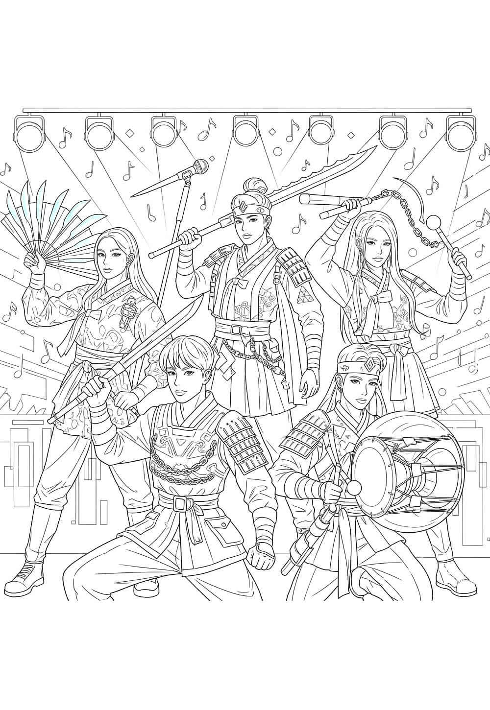 Imprimir Guerreiras do K-Pop para Colorir