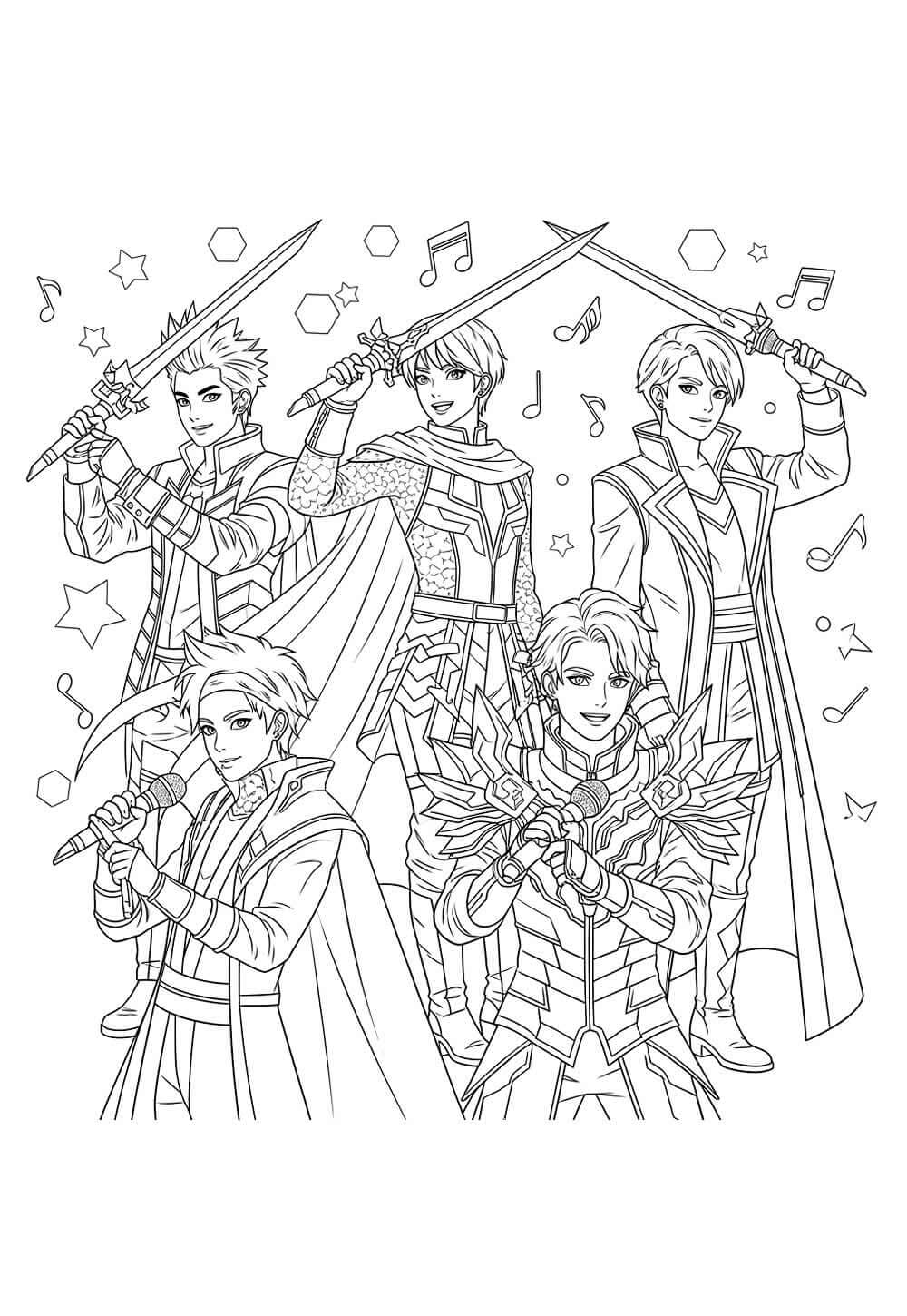 Imprimir Guerreiras do K-Pop para Colorir