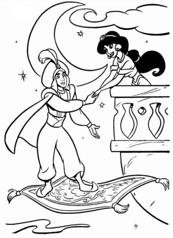 Imprimir Aladdin para Colorir
