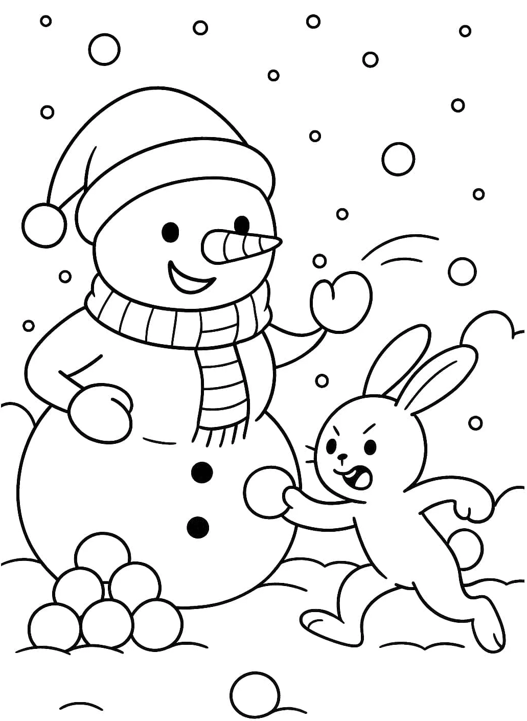 Boneco de Neve para Colorir e Imprimir