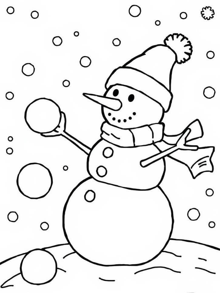 Boneco de Neve para Colorir e Imprimir