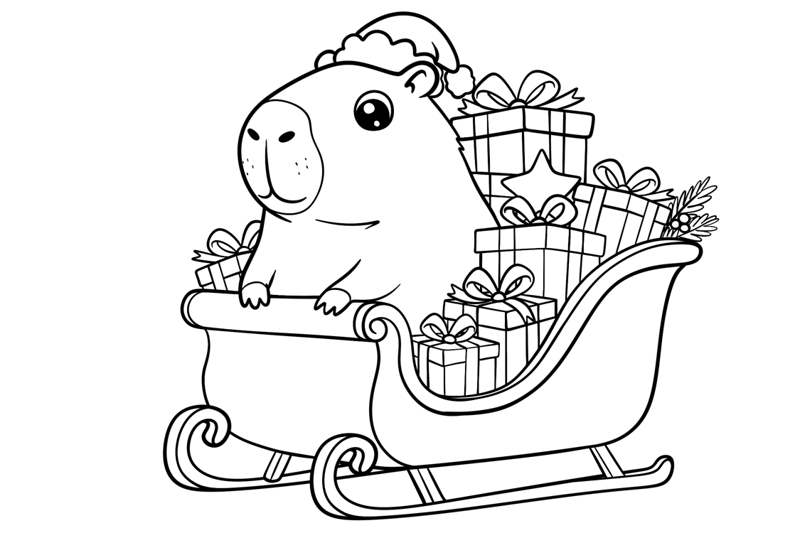 Capivara de Natal para Colorir e Imprimir