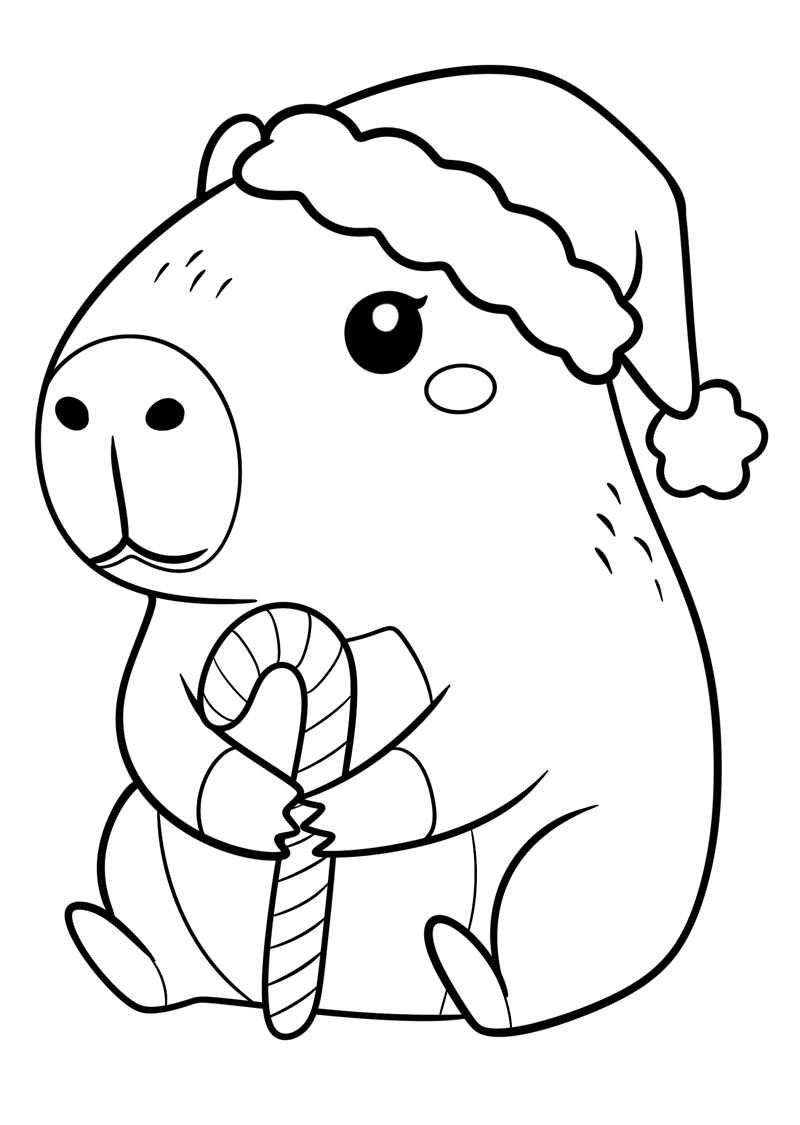 Capivara de Natal para Colorir e Imprimir