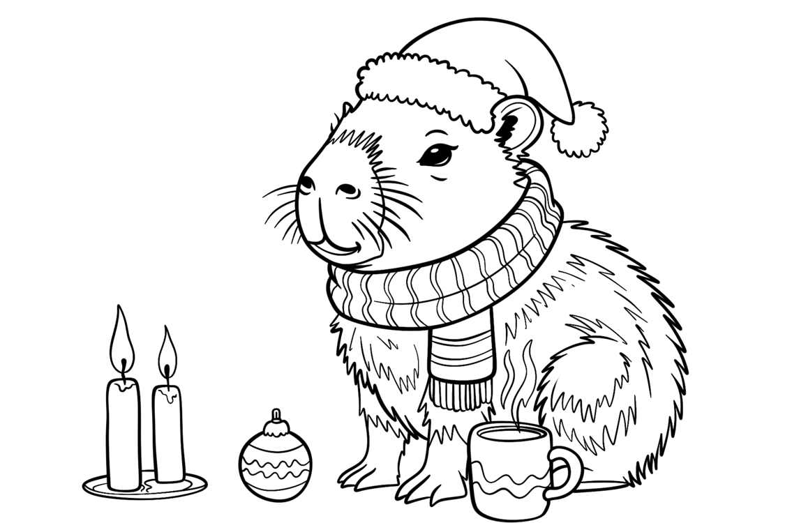 Imprimir Capivara de Natal para Colorir