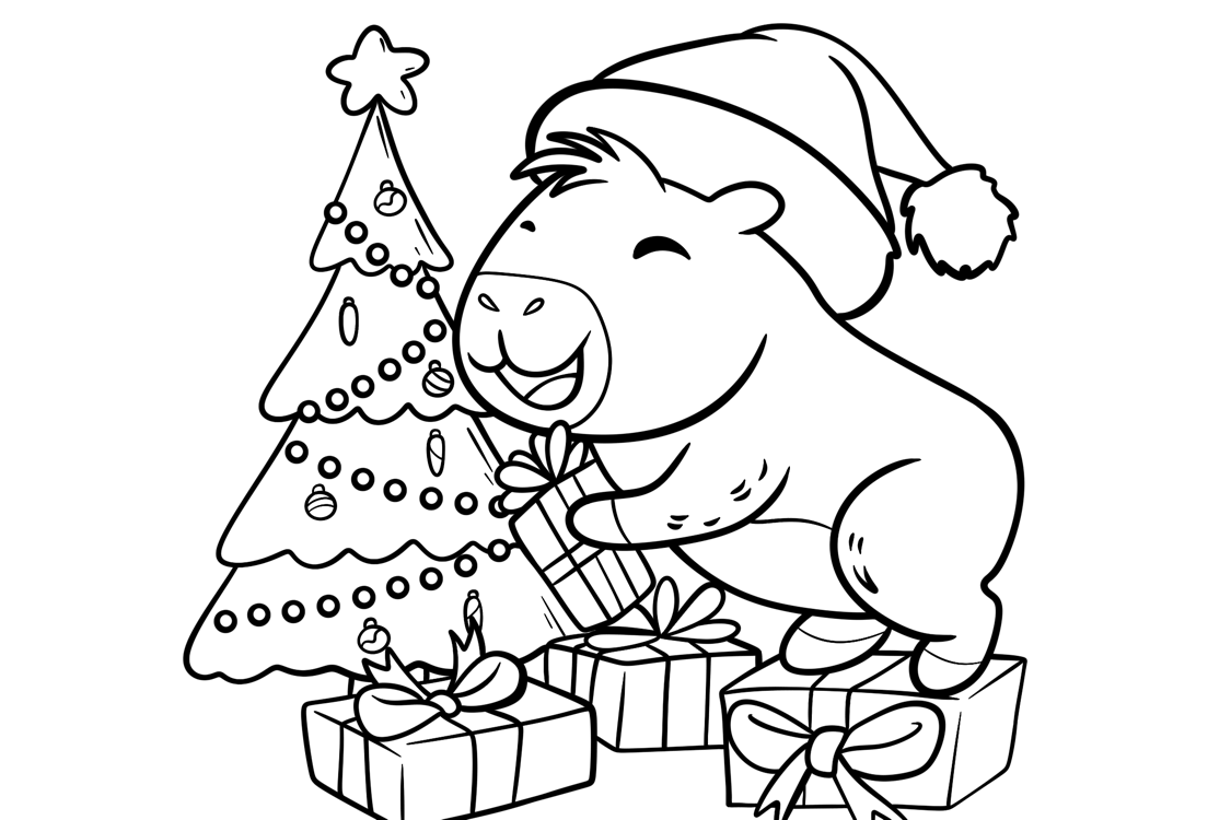 Imprimir Capivara de Natal para Colorir