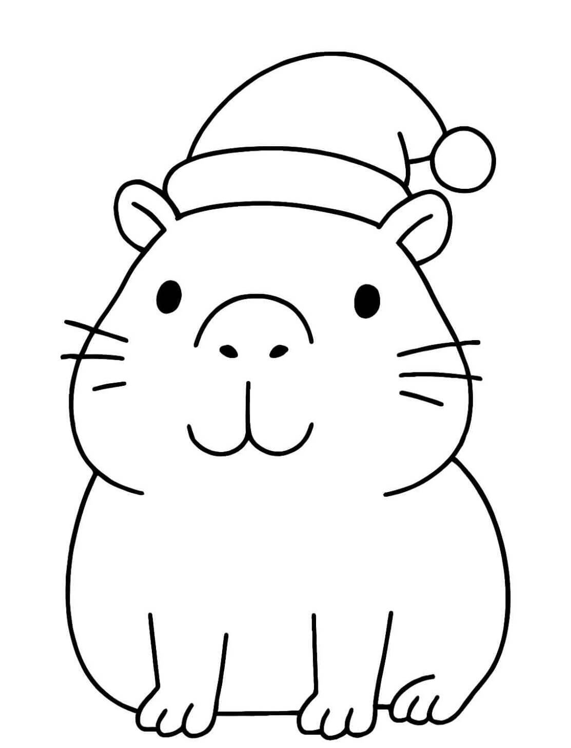 Capivara de Natal para Colorir e Imprimir