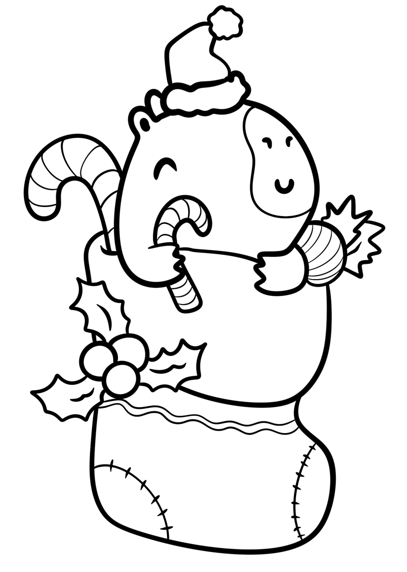 Capivara de Natal para Colorir e Imprimir