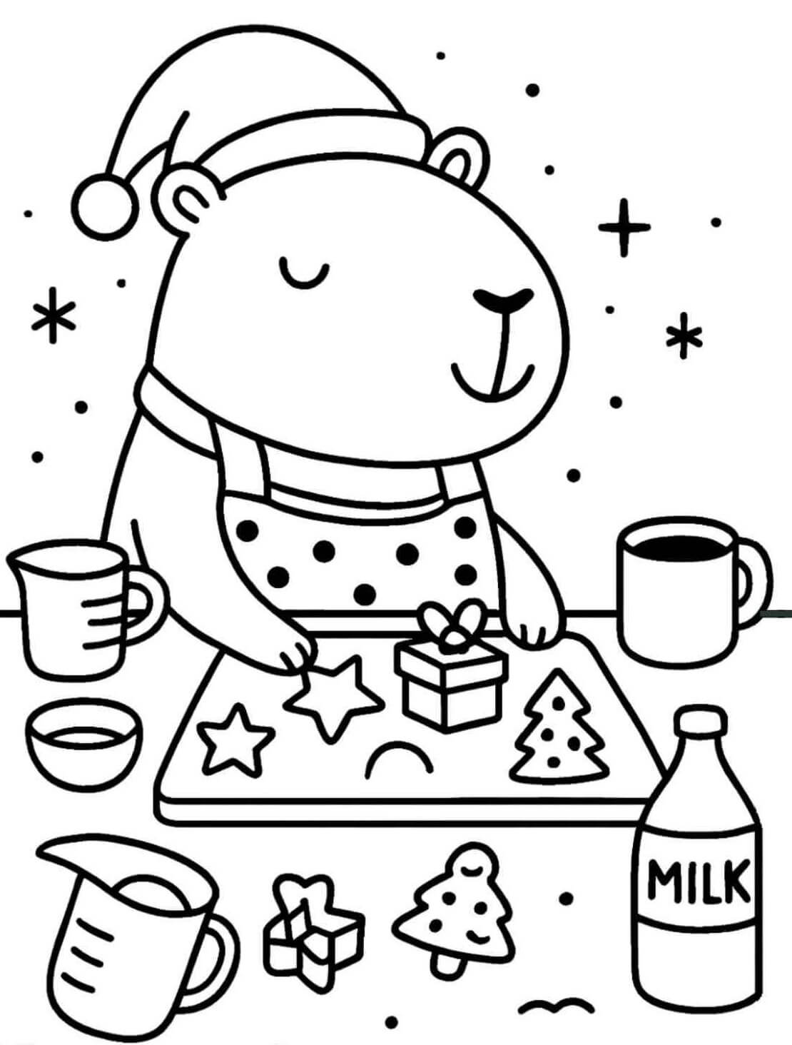 Capivara de Natal para Colorir e Imprimir