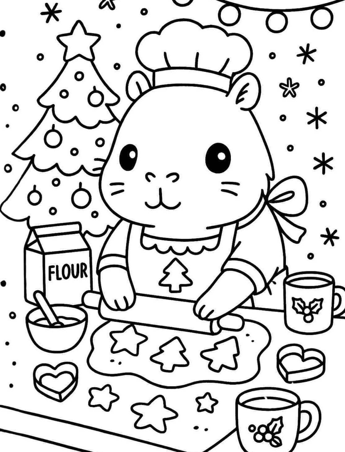 Capivara de Natal para Colorir e Imprimir