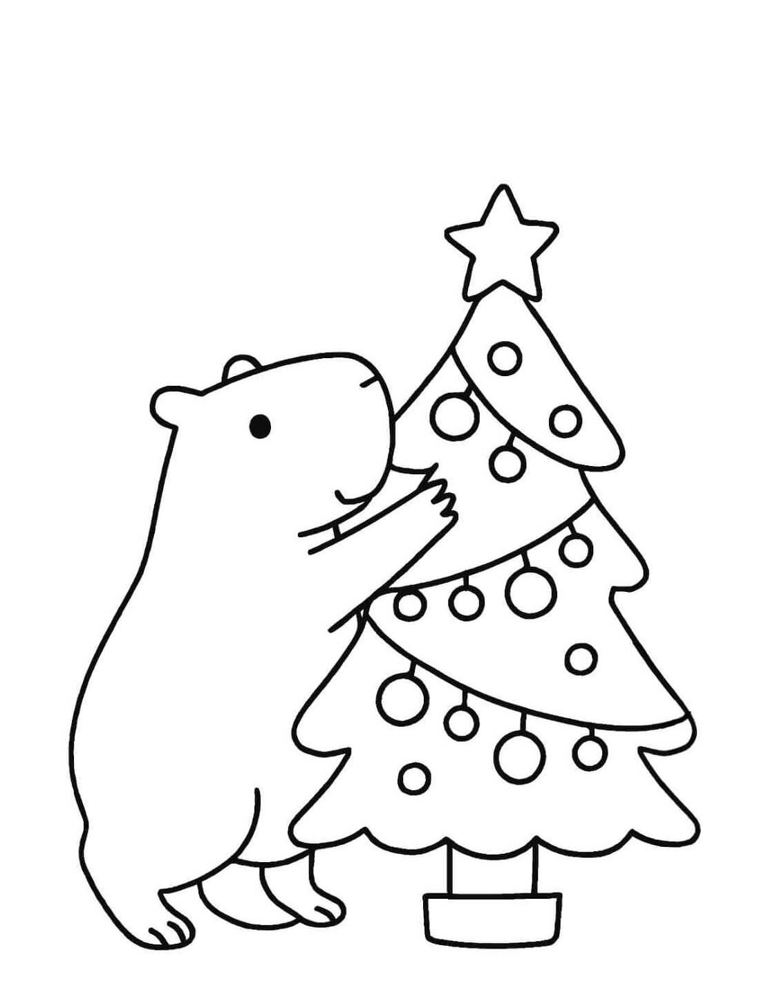 Imprimir Capivara de Natal para Colorir